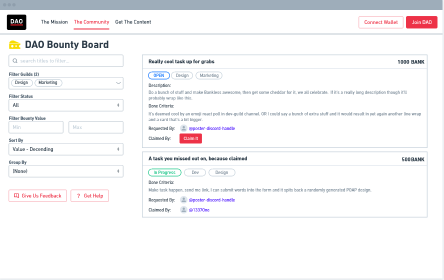 Bankless Bounty Board